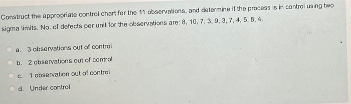 Solved Construct the appropriate control chart for the 11 | Chegg.com