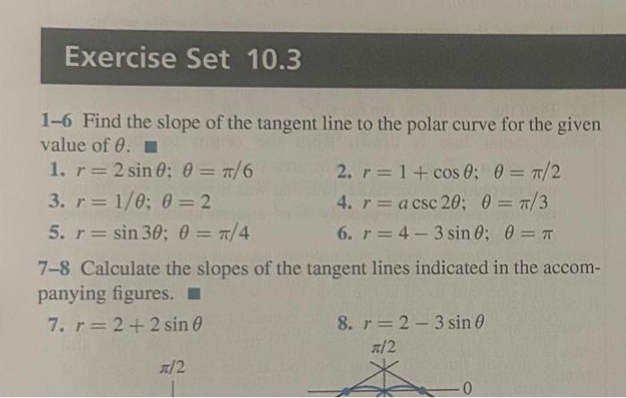 Solved 1-6 Find the slope of the tangent line to the polar | Chegg.com