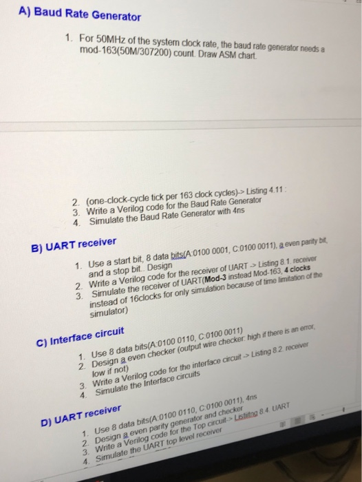 Lab 2 UART (Universal Asynchronous Receiver and | Chegg.com
