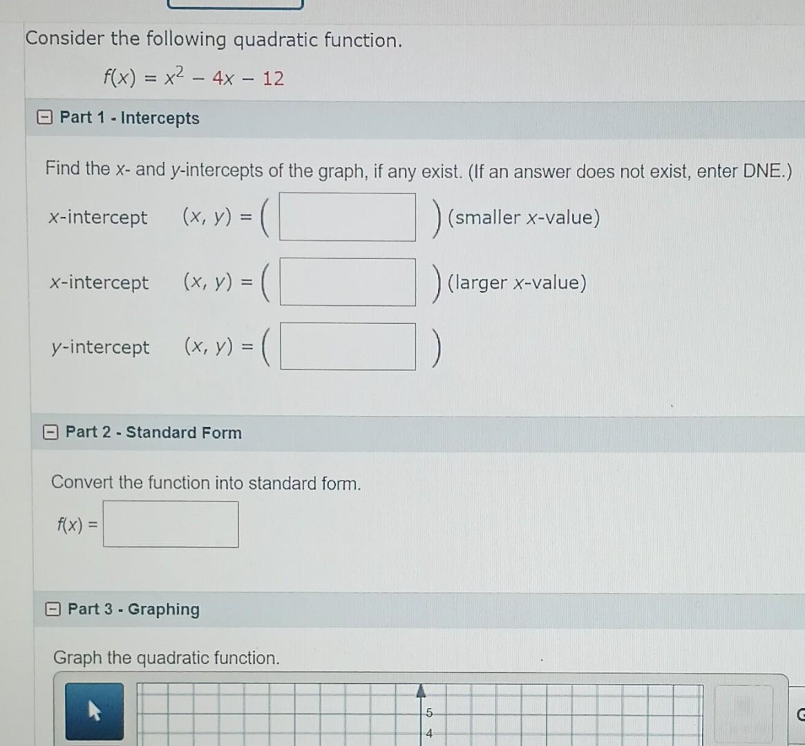 Solved Consider the following quadratic function. | Chegg.com