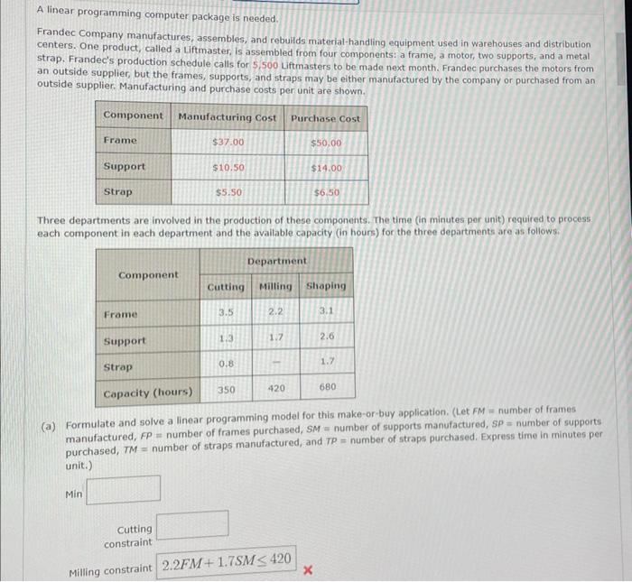 Solved A linear programming computer package is needed. | Chegg.com