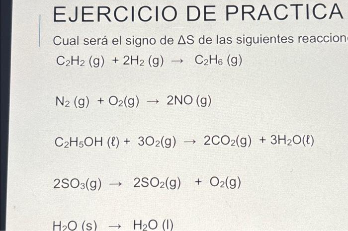 Solved EJERCICIO DE PRACTICA Cual será el signo de ( Delta | Chegg.com
