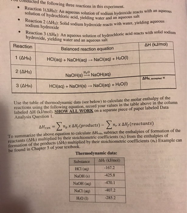 Solved Solve for AH for each reaction and calculate the | Chegg.com