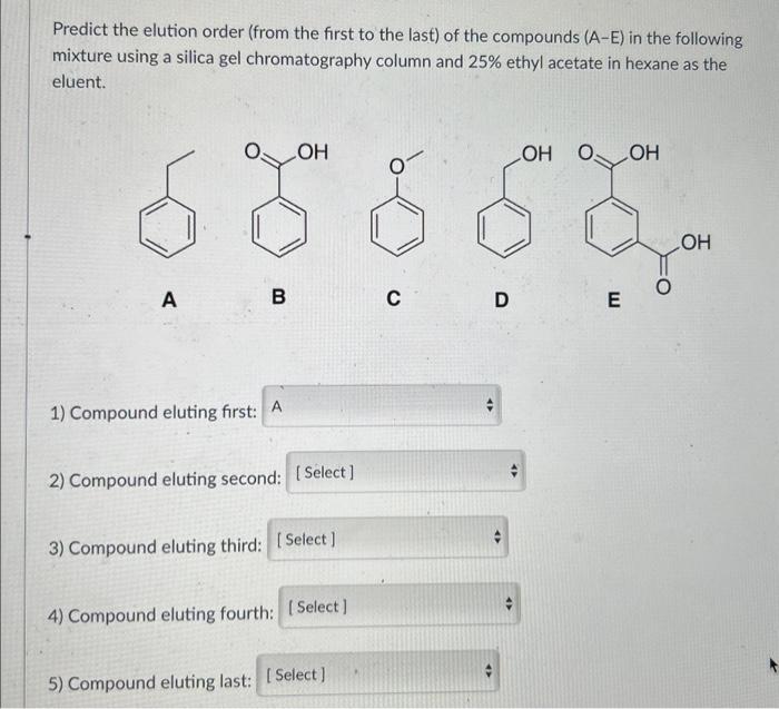 Solved Predict The Elution Order From The First To The