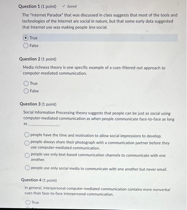 Solved The "Internet Paradox" that was discussed in class | Chegg.com