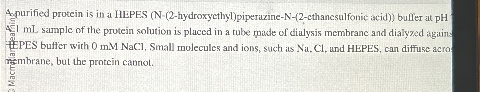 Solved Aopurified protein is in a HEPES | Chegg.com