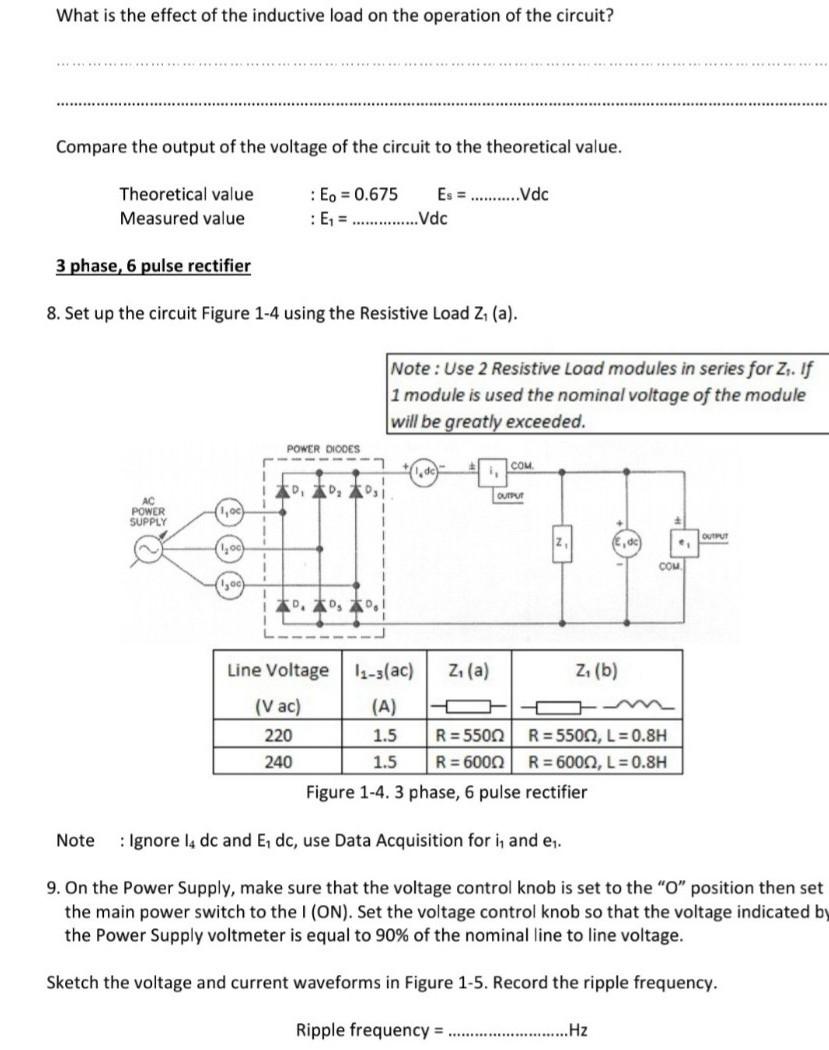 EXPERIMENT 1 POWER DIODE 3 PHASE RECTIFIERS Objective | Chegg.com