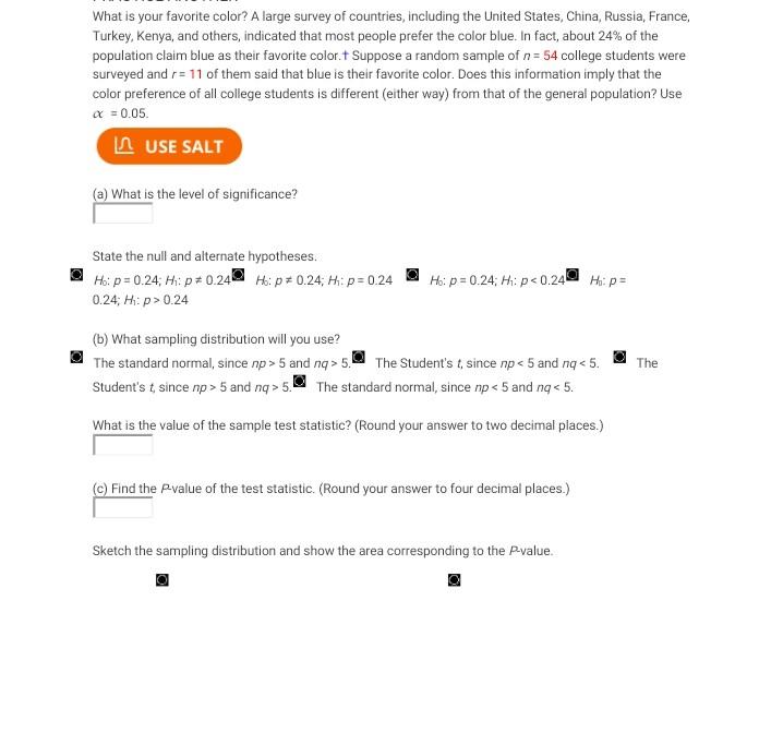 Solved What is your favorite color? A large survey of | Chegg.com