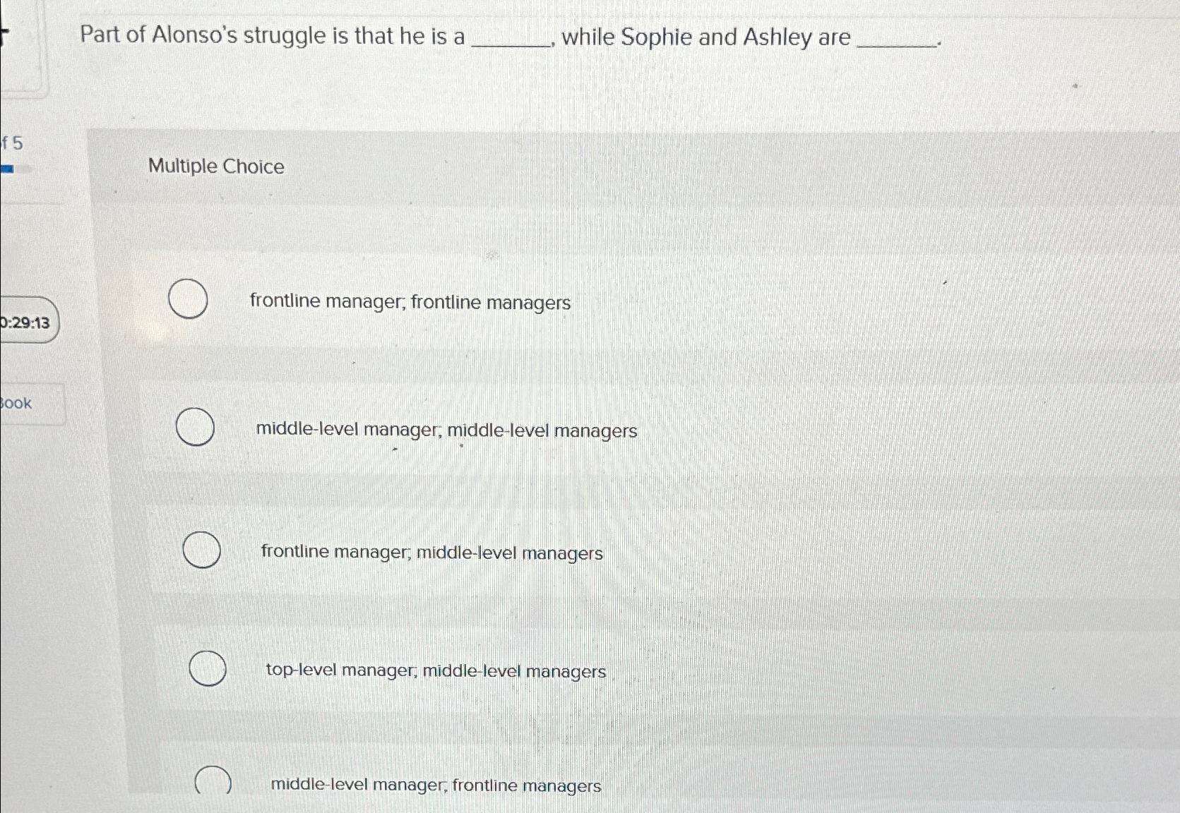Solved Part of Alonso's struggle is that he is awhile Sophie | Chegg.com