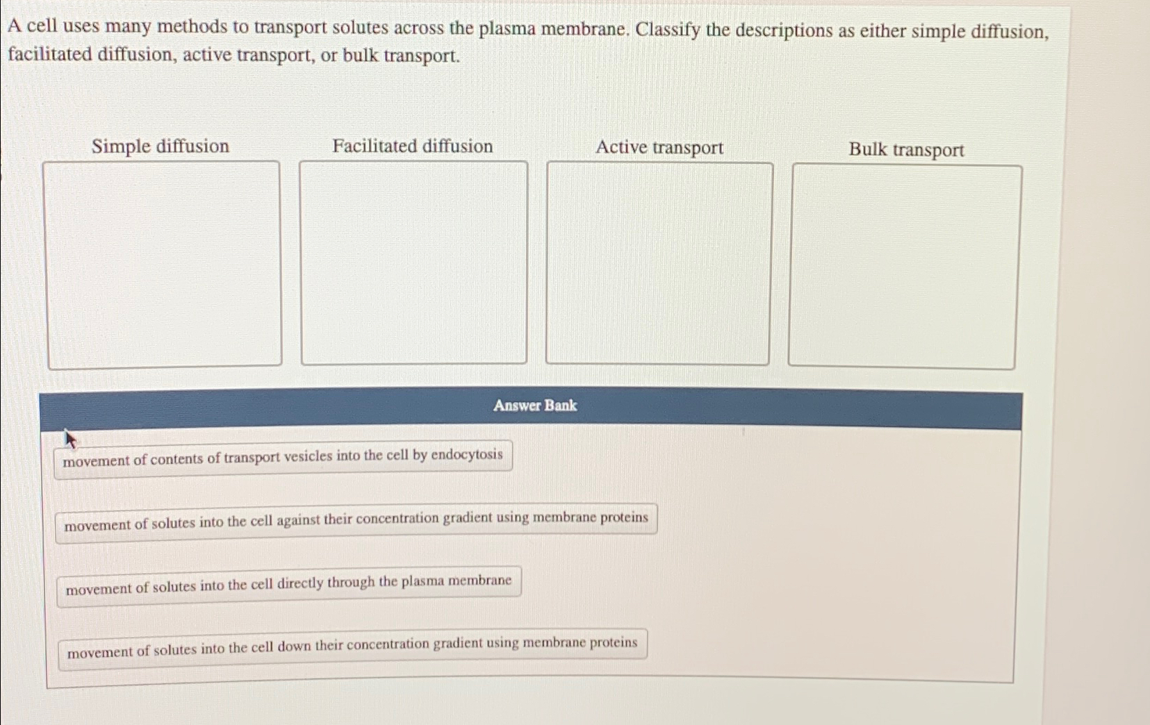 Solved A cell uses many methods to transport solutes across | Chegg.com