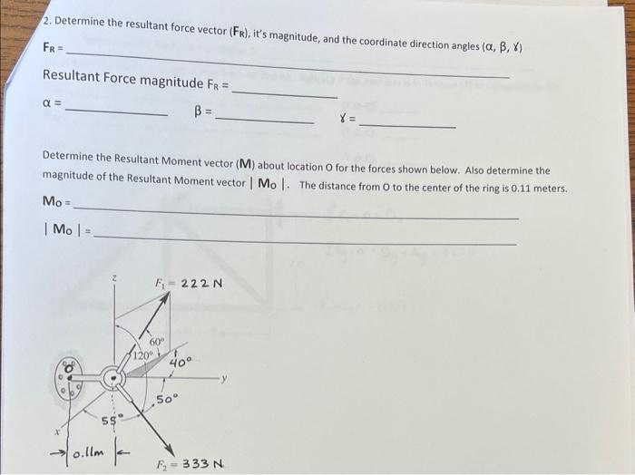 Solved 2. Determine the resultant force vector (FR), it's | Chegg.com