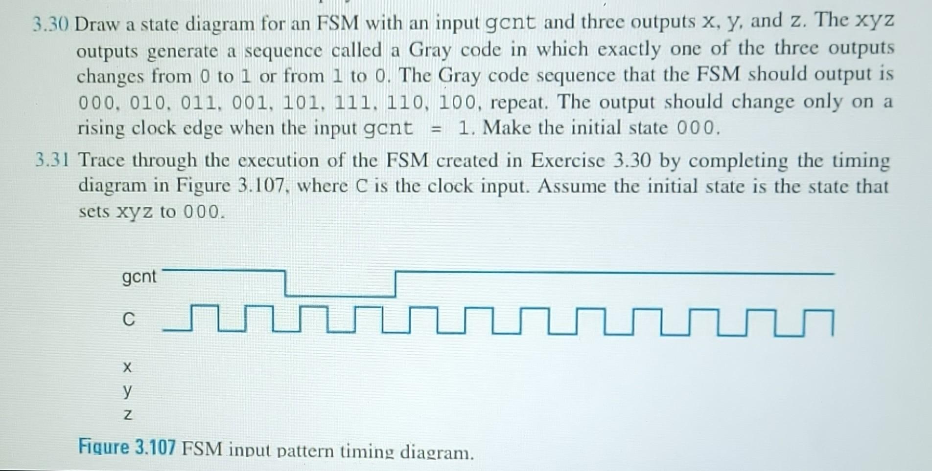 Solved 3.30 Draw a state diagram for an FSM with an input | Chegg.com