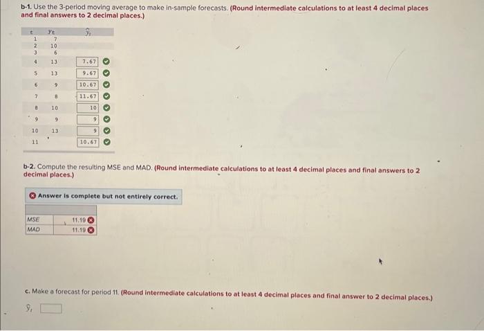 Solved b-1. Use the 3-period moving average to make | Chegg.com