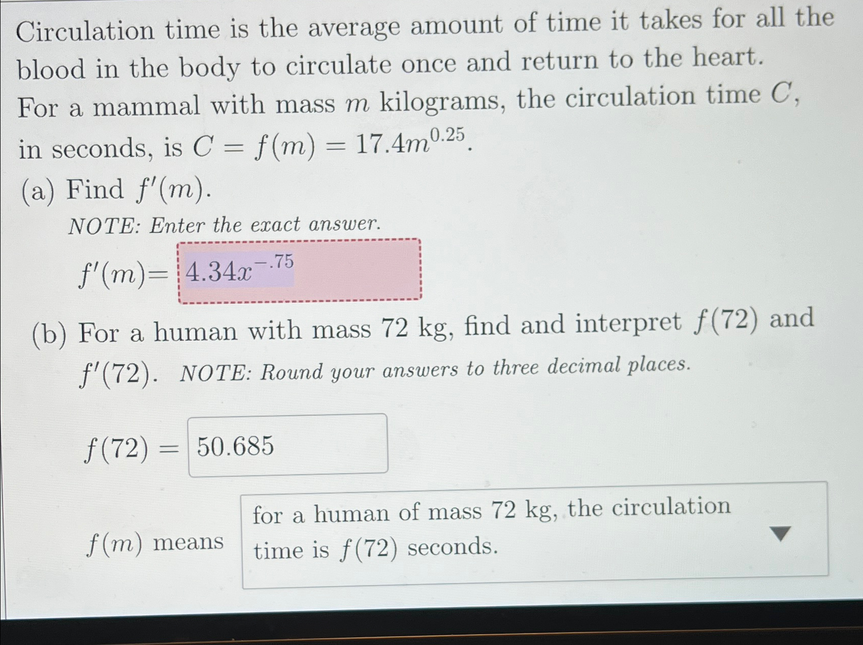 Solved Circulation time is the average amount of time it | Chegg.com