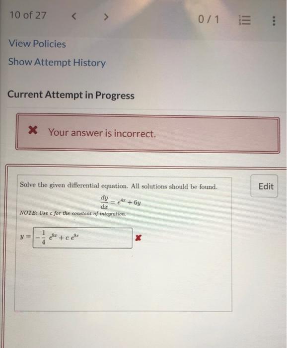 Solved Current Attempt in Progress Solve the given | Chegg.com