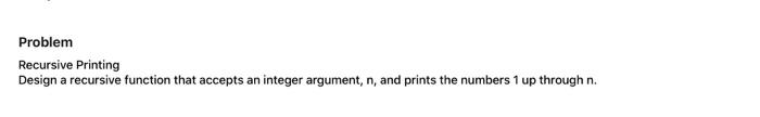Solved Problem Recursive Printing Design a recursive | Chegg.com