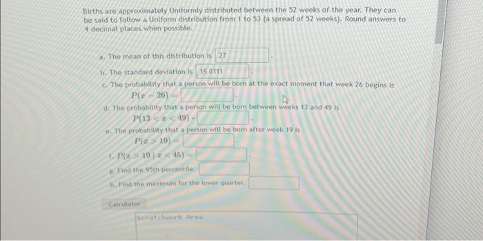 Solved Births are approximately Uniformly distributed | Chegg.com