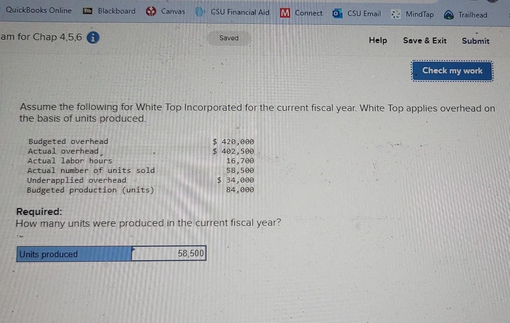 Solved Assume the following for White Top Incorporated for | Chegg.com