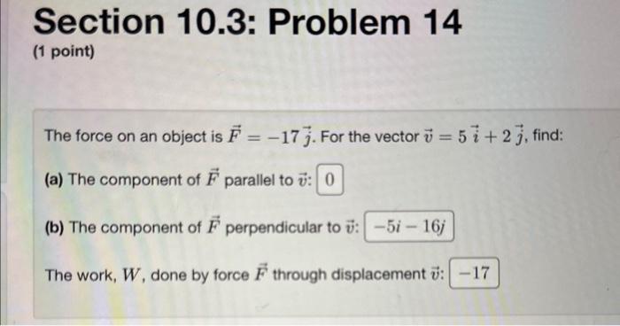 Solved Section 10.3: Problem 10 (1 point) A constant force | Chegg.com