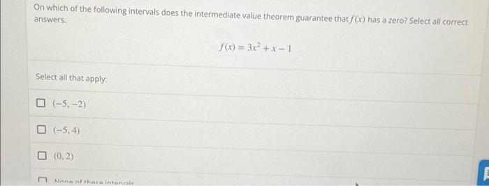 Solved On which of the following intervals does the | Chegg.com