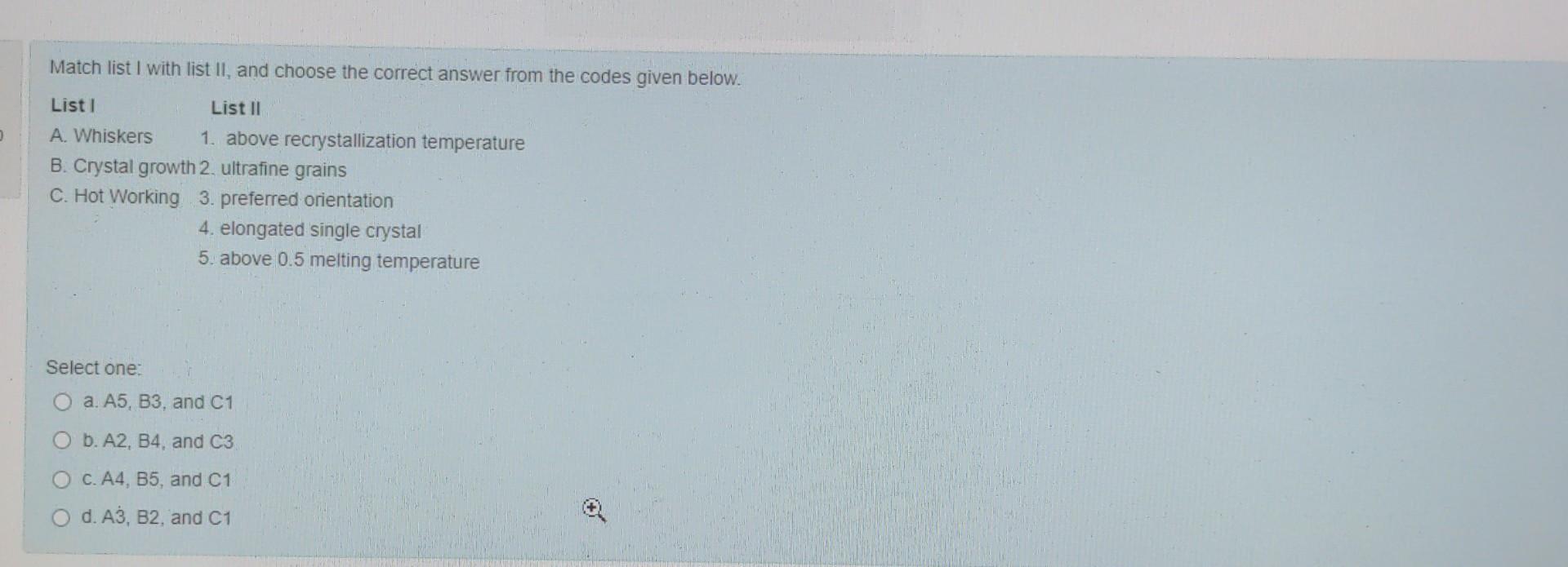 Solved Match list I with list II, and choose the correct | Chegg.com