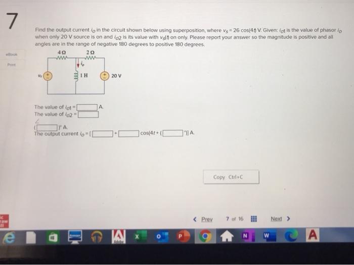 Solved 7 Find the output current loin the circuit shown | Chegg.com
