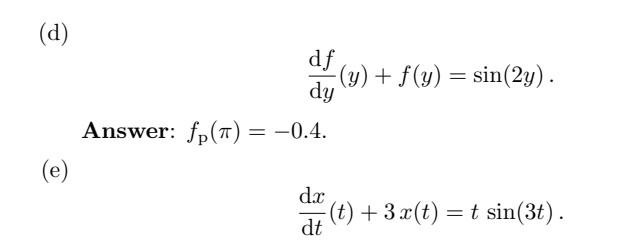 Solved 1. Find particular solutions to: (a) | Chegg.com