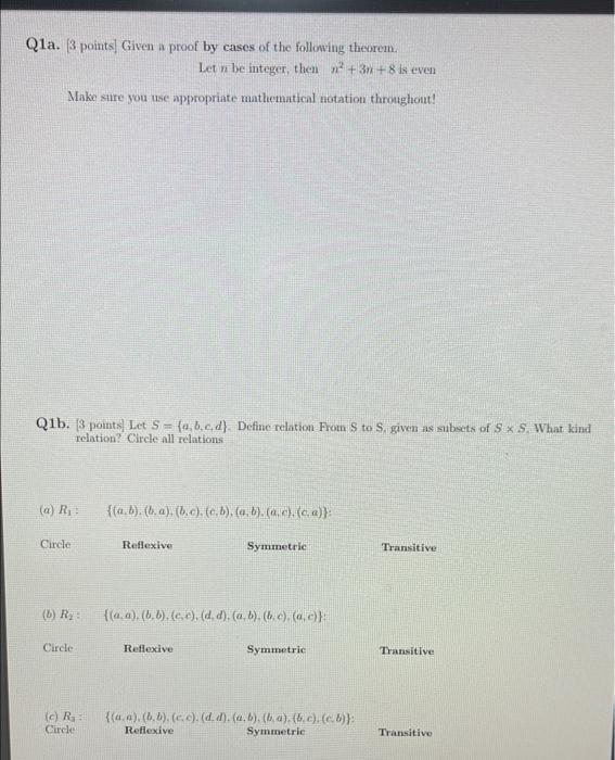 Solved Q1a. (3 points] Given a proof by cases of the | Chegg.com