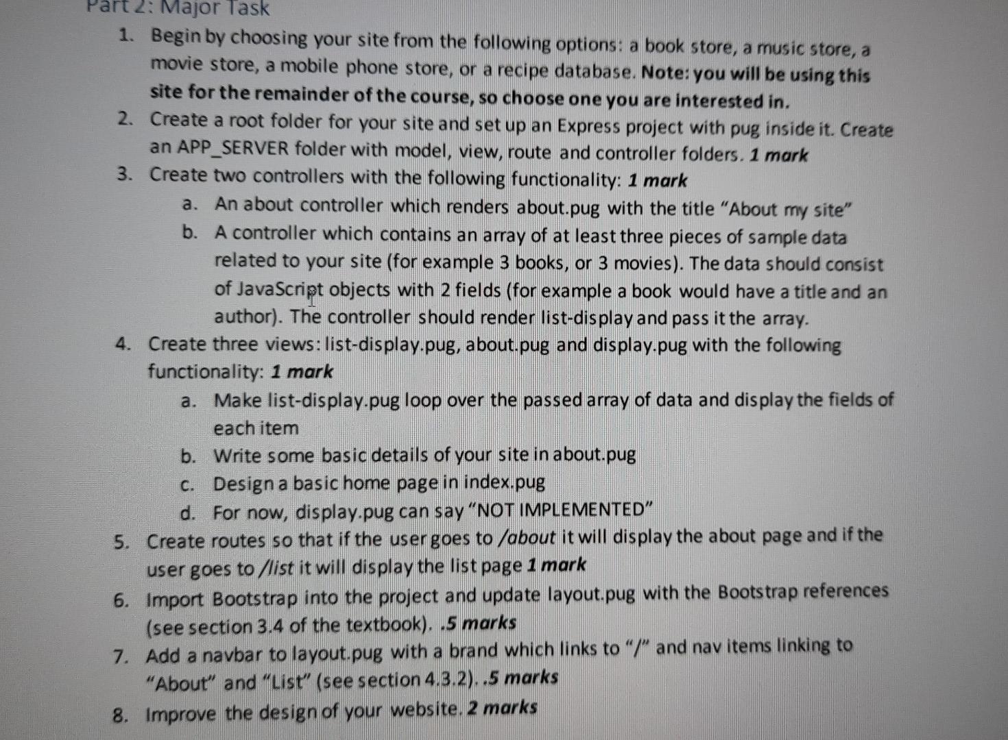 Solved art 2: Major Task 1. Begin by choosing your site from | Chegg.com