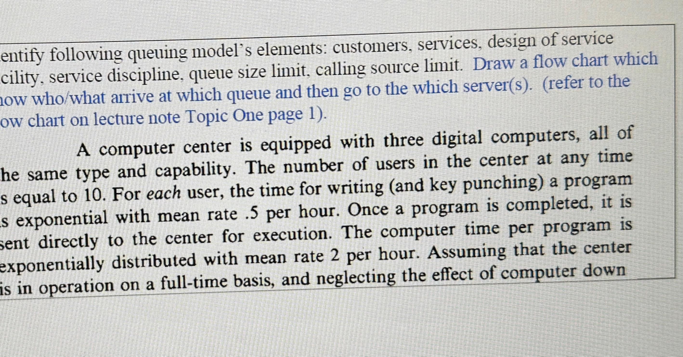 Solved entify following queuing model's elements: customers, | Chegg.com