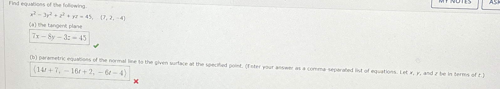 Solved Find equations of the | Chegg.com