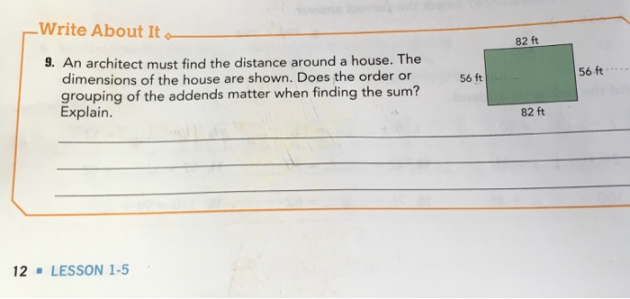 Solved Write About It 82 ft 56 ft ** 56 ft 9. An architect | Chegg.com