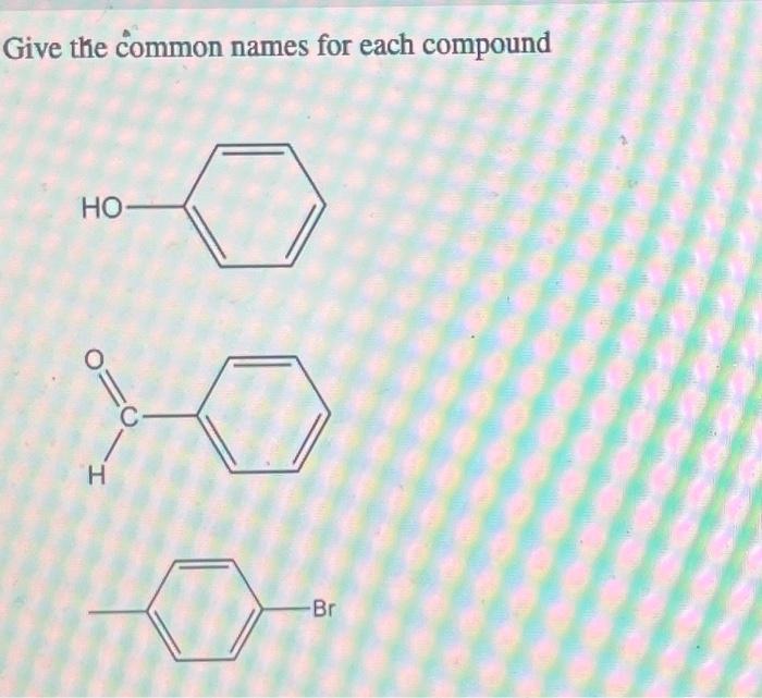 Solved Give the common names for each compound | Chegg.com
