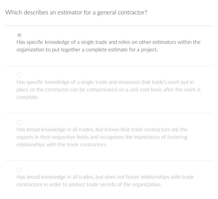 Solved Which describes an estimator for a general | Chegg.com