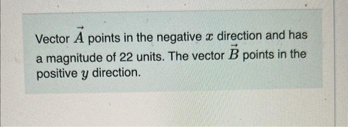 Solved Vector A points in the negative x direction and has a | Chegg.com