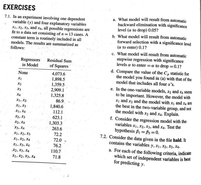 Solved Please help to use the linear statistical models way | Chegg.com
