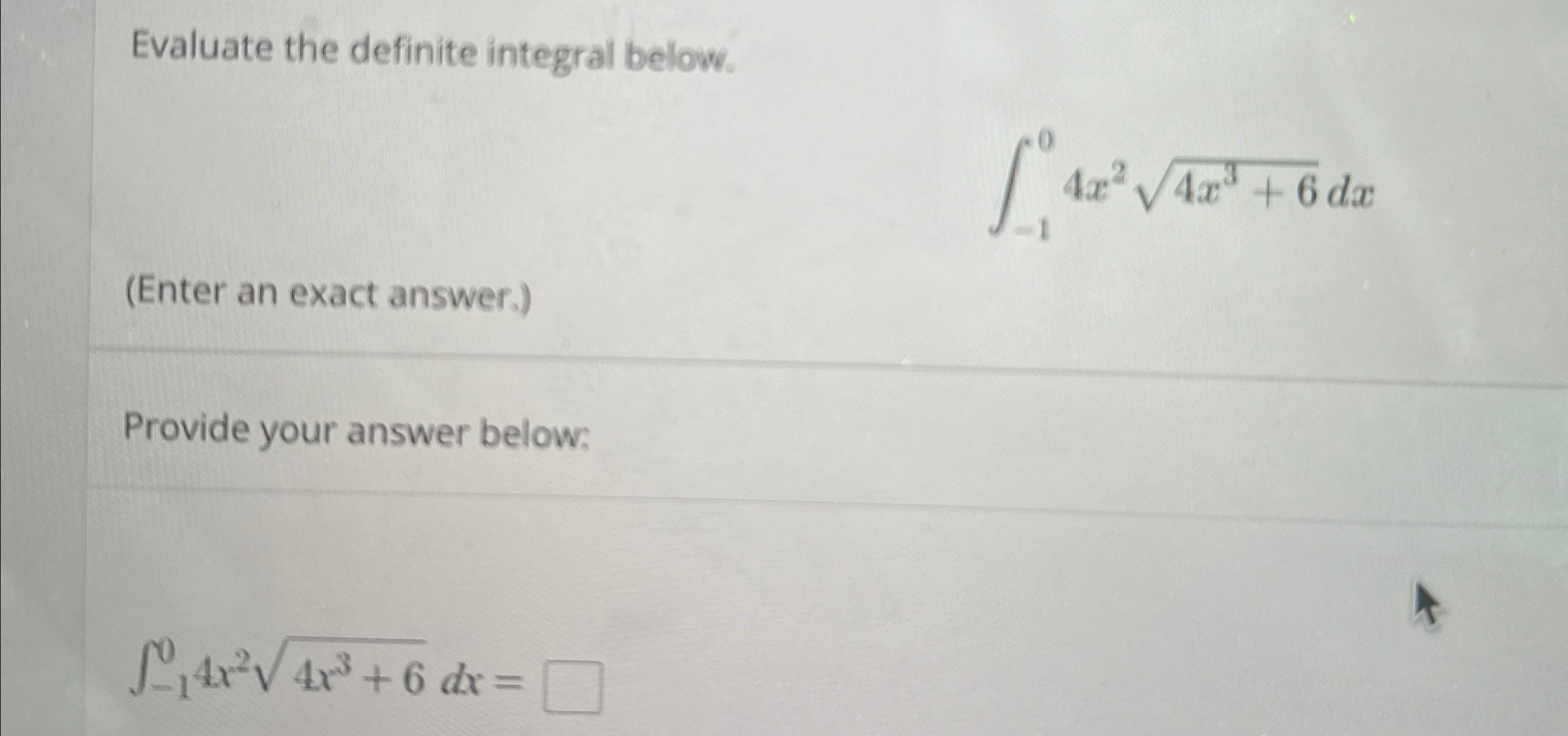 Solved Evaluate the definite integral | Chegg.com