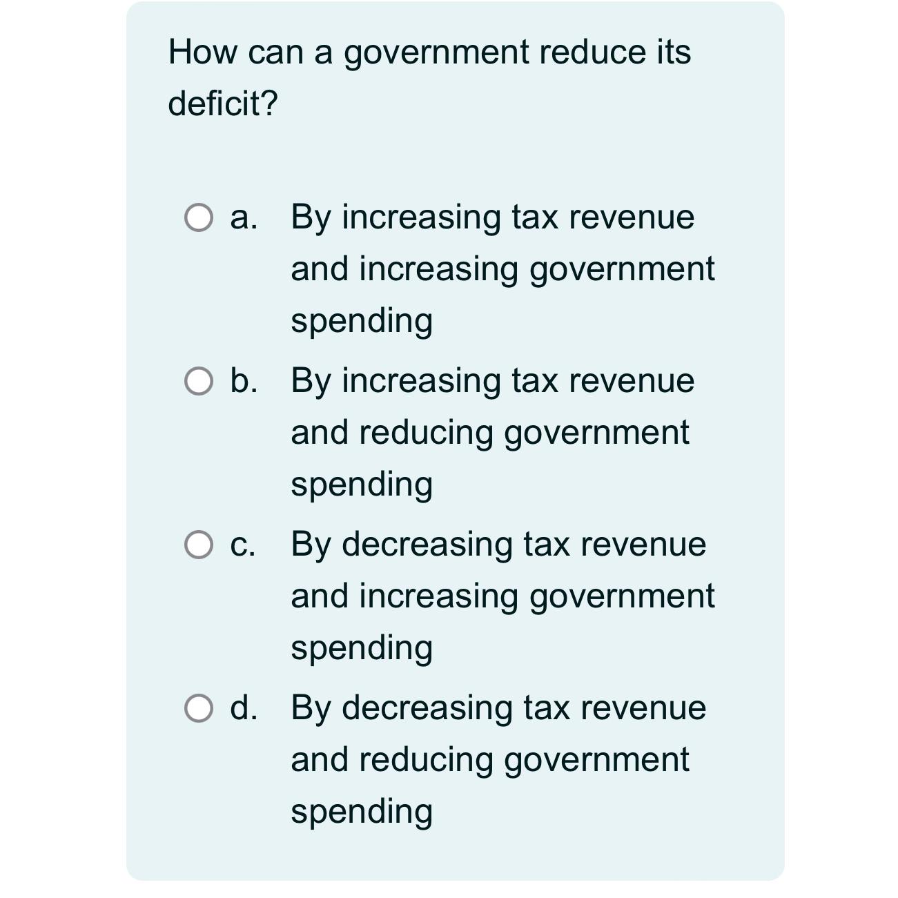 Solved How can a government reduce its deficit?a. ﻿By | Chegg.com