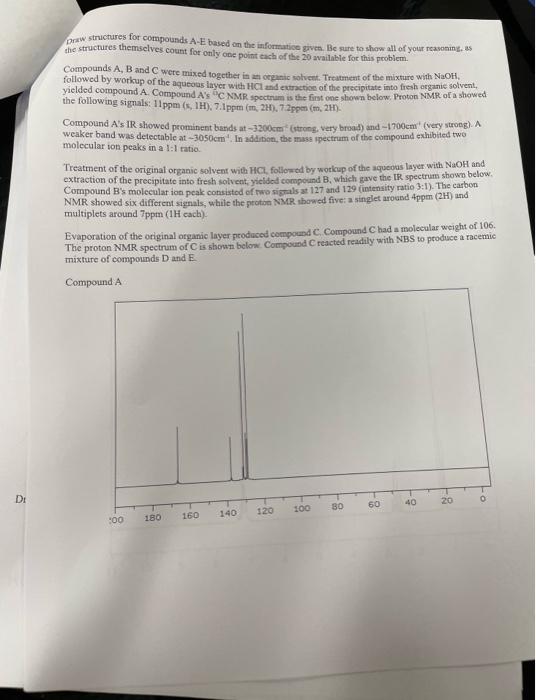 Solved pe structures for compounds A-E based on the | Chegg.com