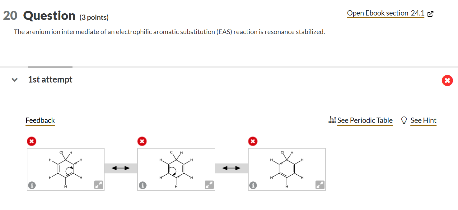 Solved 20 ﻿Question (3 ﻿points) ﻿The arenium ion | Chegg.com