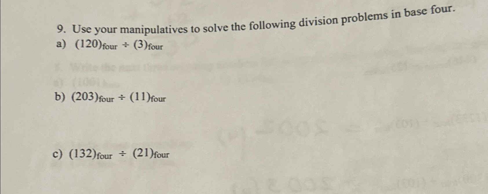 Solved Use your manipulatives to solve the following | Chegg.com