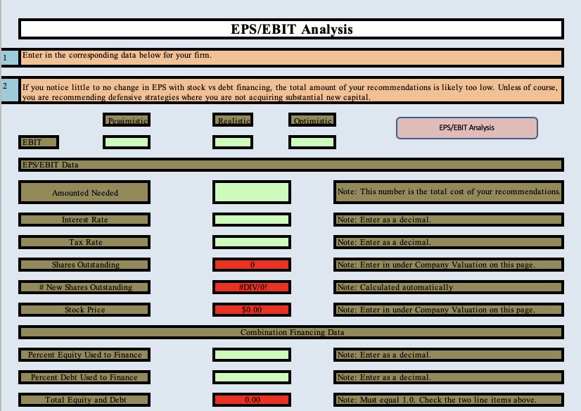 Solved EPS/EBIT Analysis The firm is JP Morgan ChaseEnter in | Chegg.com
