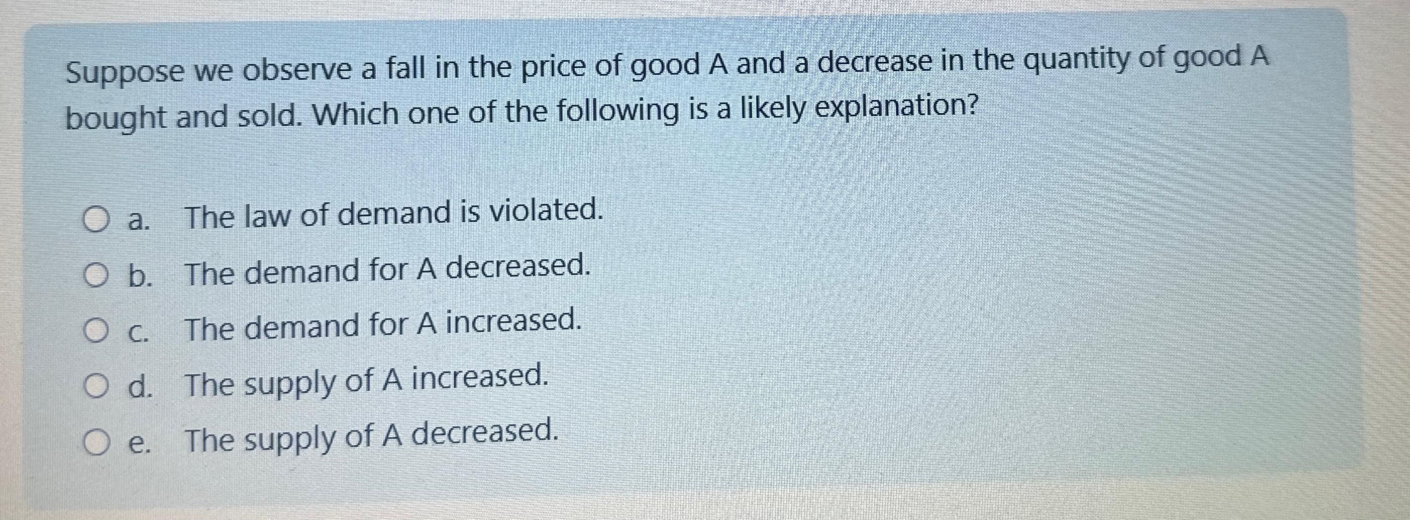 Solved Suppose we observe a fall in the price of good A and | Chegg.com