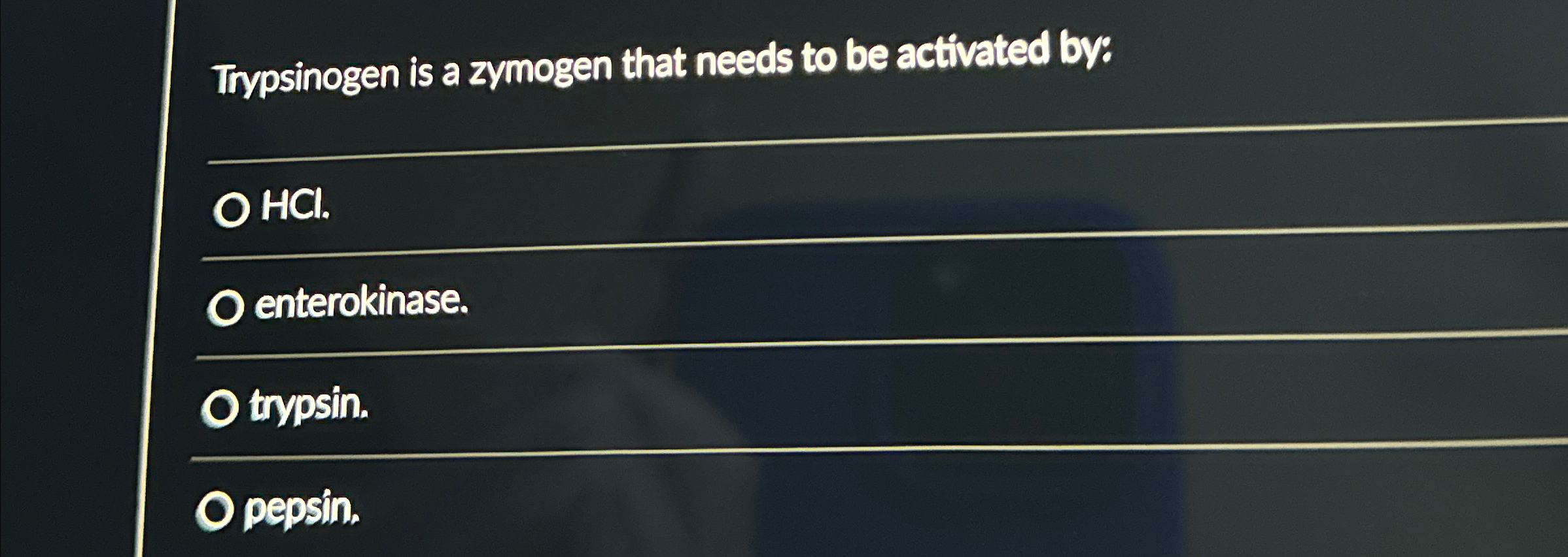Solved Trypsinogen is a zymogen that needs to be activated | Chegg.com