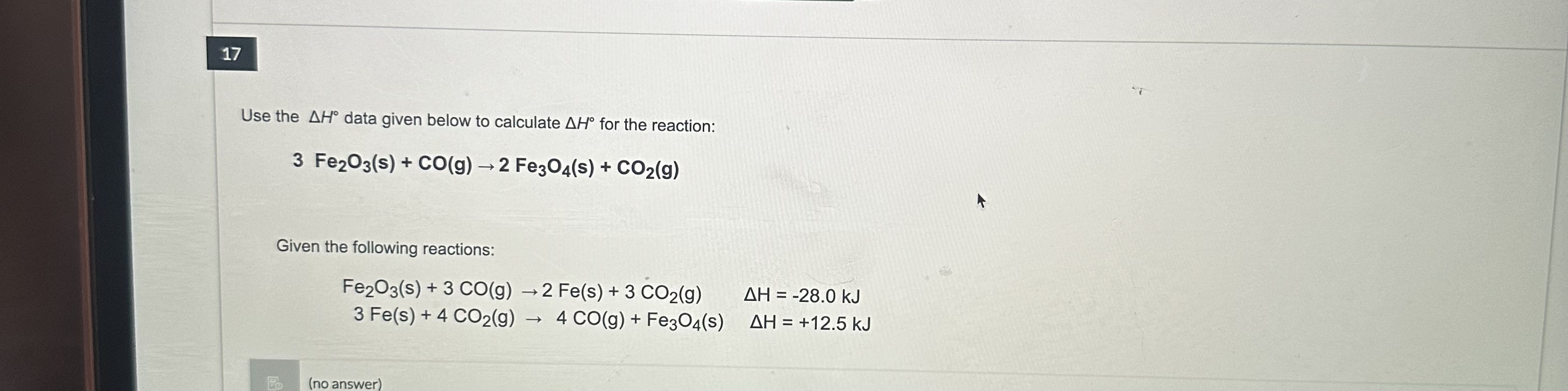 Solved 17use The Δh° ﻿data Given Below To Calculate Δh° ﻿for 