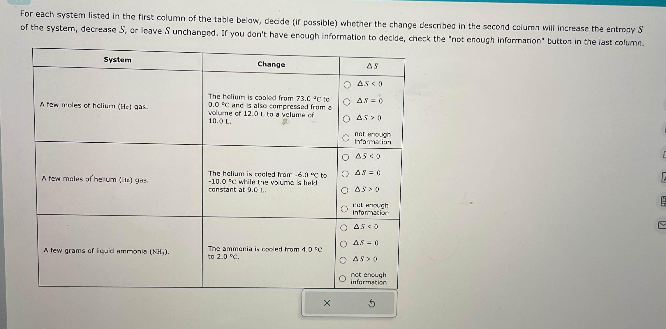 Solved For each system listed in the first column of the | Chegg.com