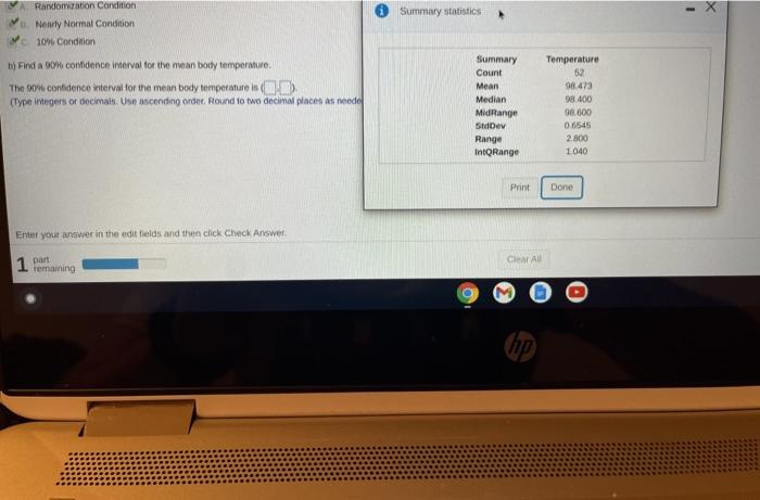 Solved Summary statistics VA Randomization Condition Nearly | Chegg.com