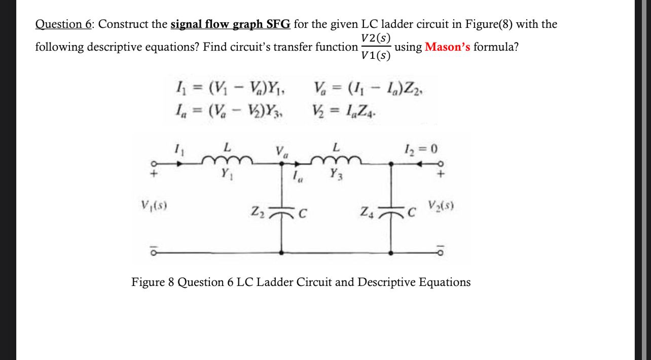 Solved Question 6: Construct the signal flow graph SFG for | Chegg.com