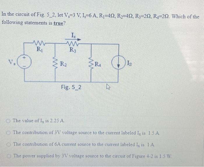 Solved In the circuit of Fig. 52 , let Vs=3 | Chegg.com