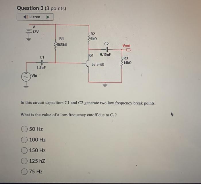 Solved Question 3 ( 3 points) In this circuit capacitors Cl | Chegg.com